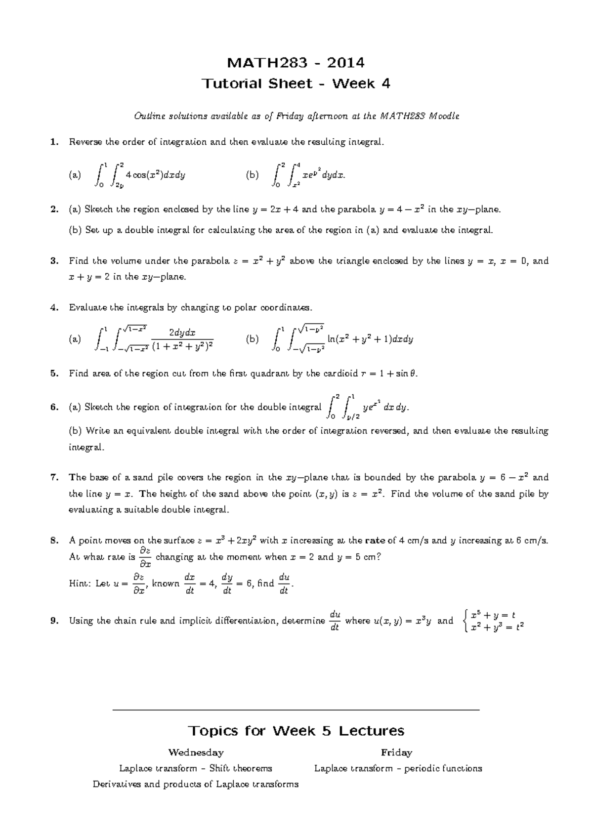 Advanced Engineering Mathematics and Statistics - Assignments - M283 ...