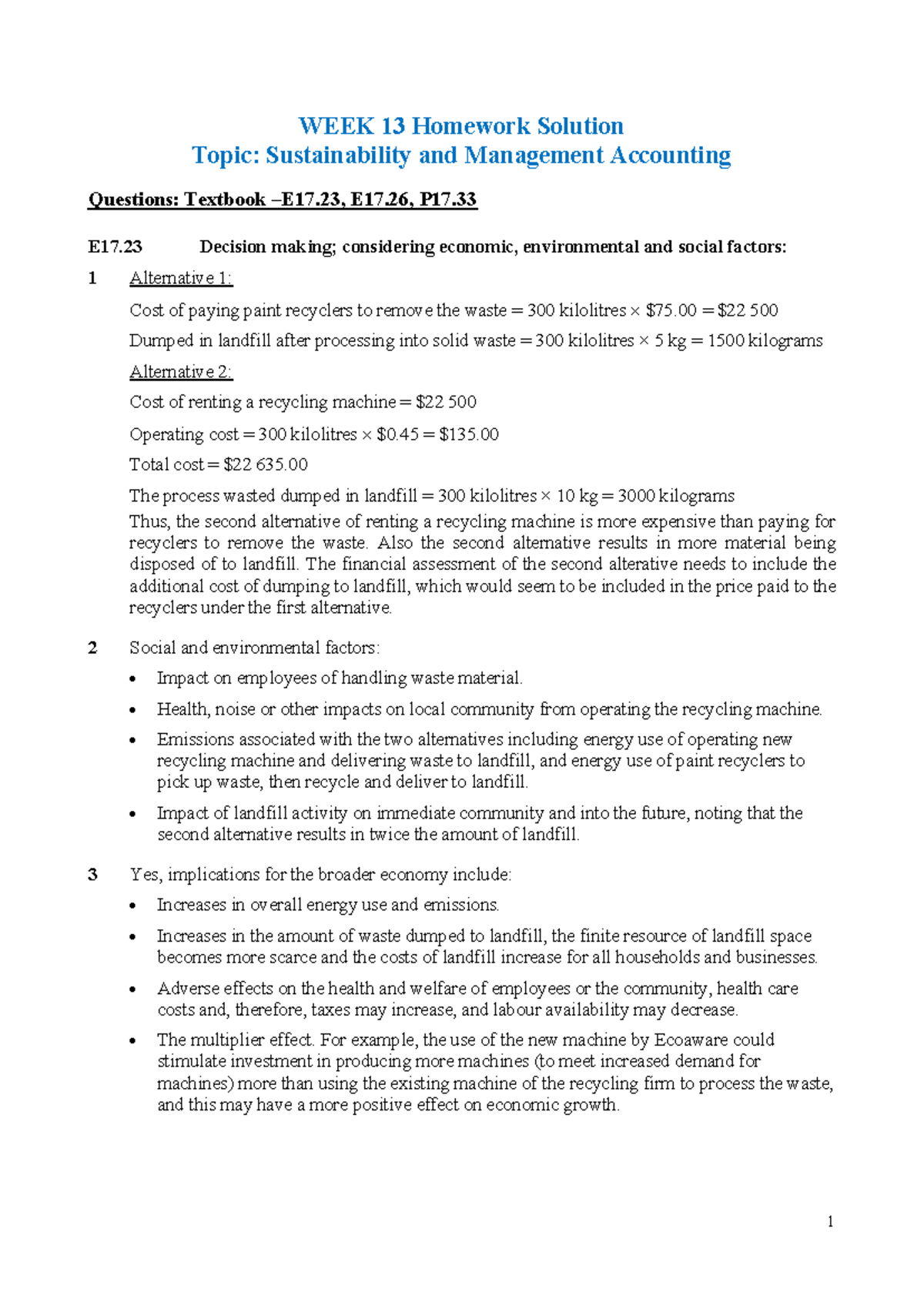 WEEK 13 Homework Solution - Warning: TT: undefined function: 32 1 WEEK 13 Homework Solution ...