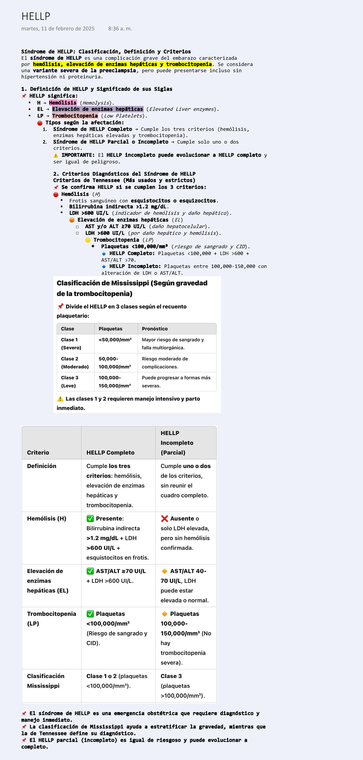 Hellp - Resumen Ginecologia - Síndrome de HELLP: Clasificación, Definición y Criterios El ...