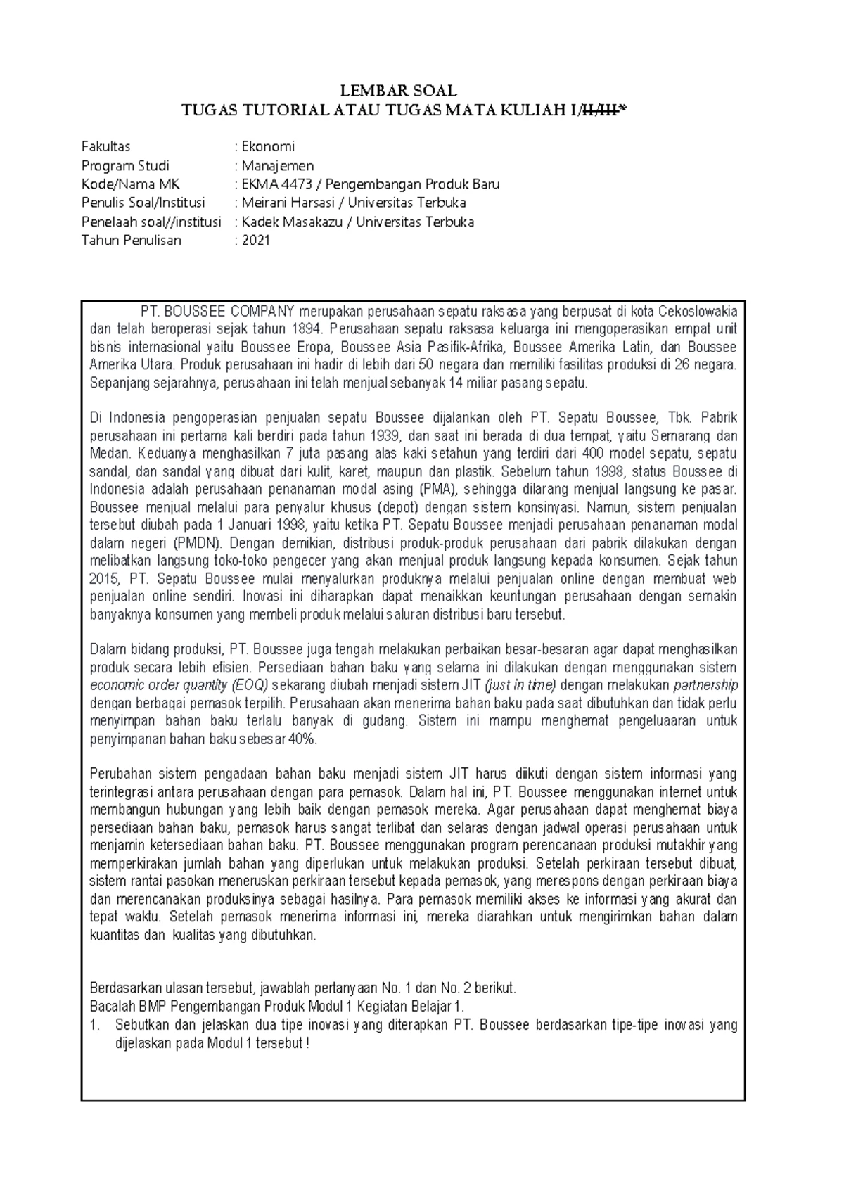Tugas 3: Strategi Peluncuran Produk Baru (EKMA4473) - Manajemen 2025.1 - Studocu