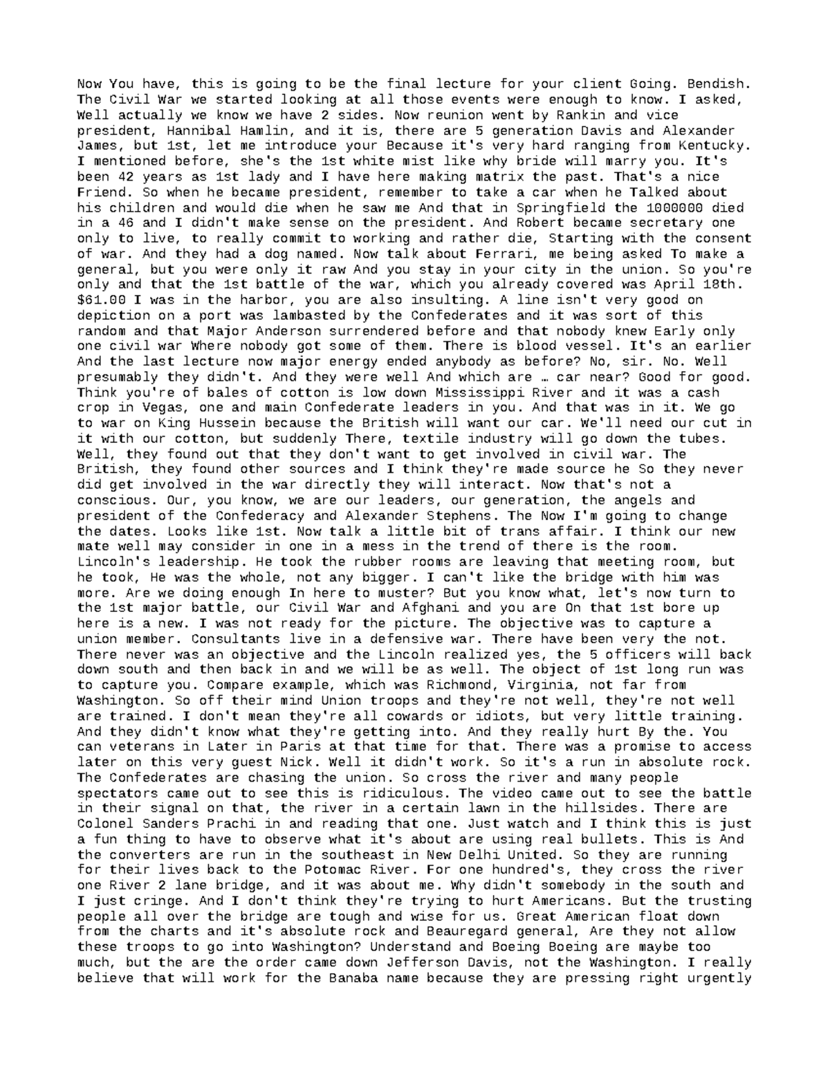 Final Lecture Notes on the Civil War: Key Events & Figures (HIST 101 ...