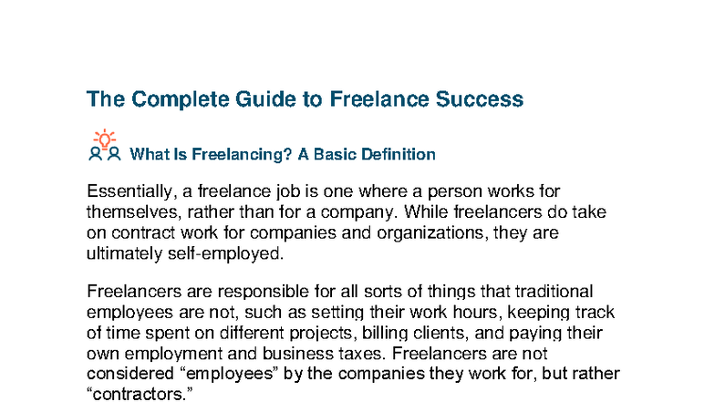 Freelance Success 101: A Comprehensive Guide to Freelancing - Studocu