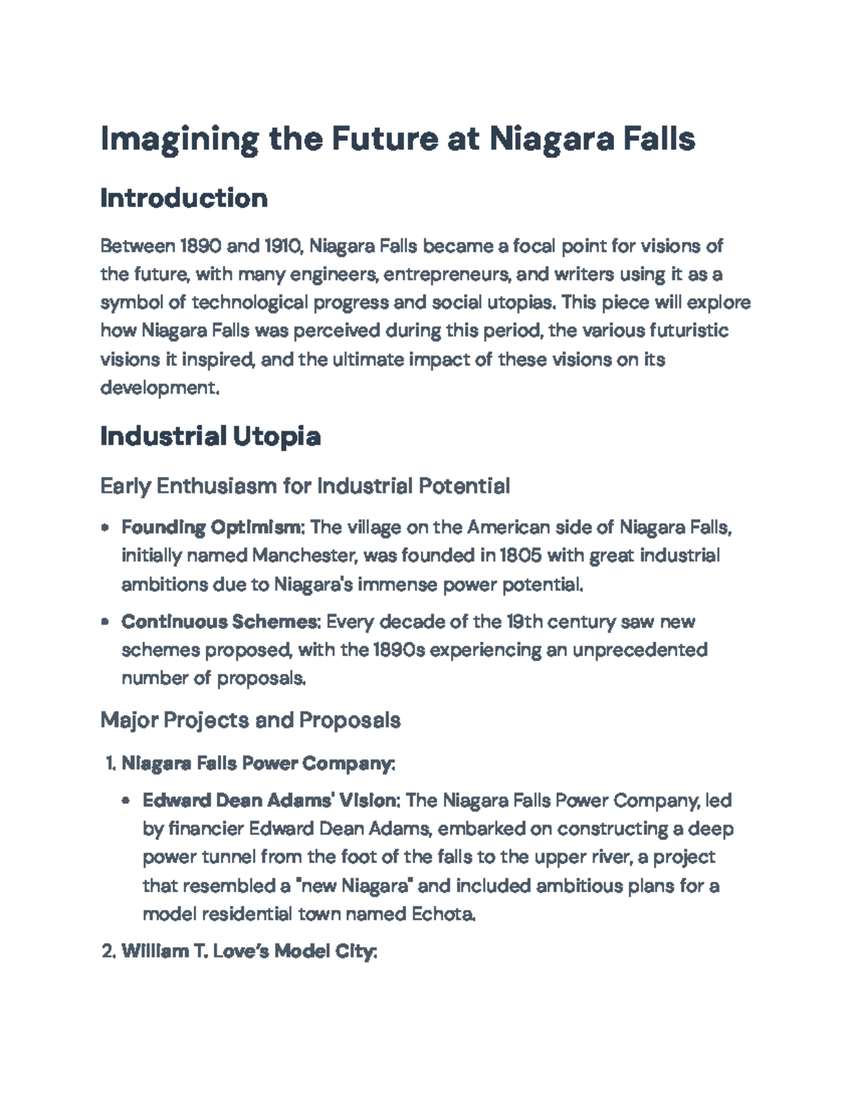 Imagining the Future: Technological Visions of Niagara Falls 1890-1910 ...