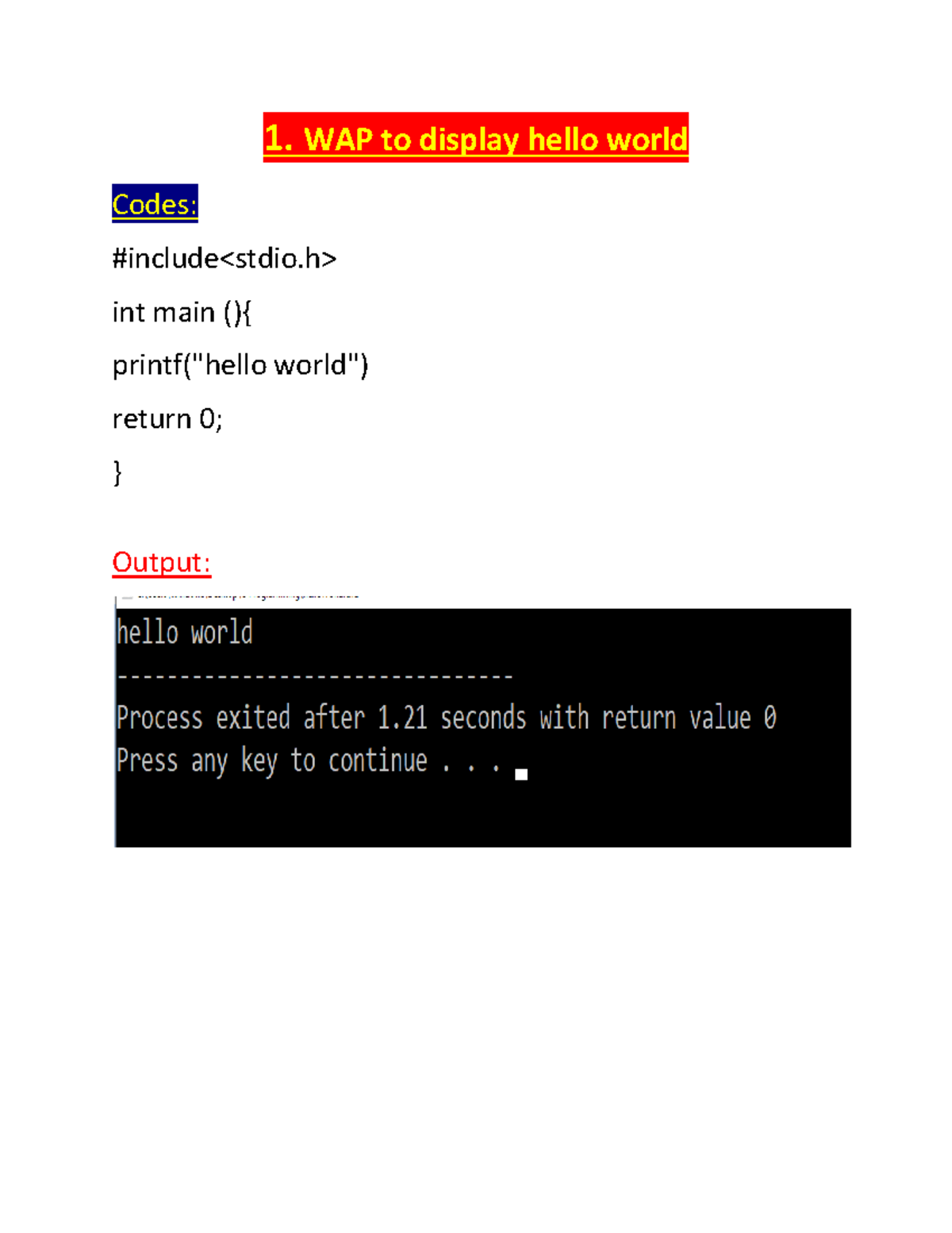 Lab Sheet 1: WAP Examples for Basic C Programming - Studocu