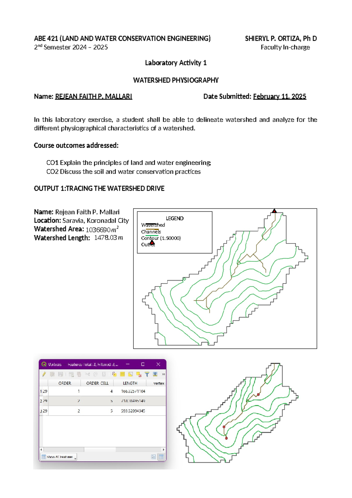 ABE 421 - Lab Activity 1: Analyzing Watershed Physiography - Studocu