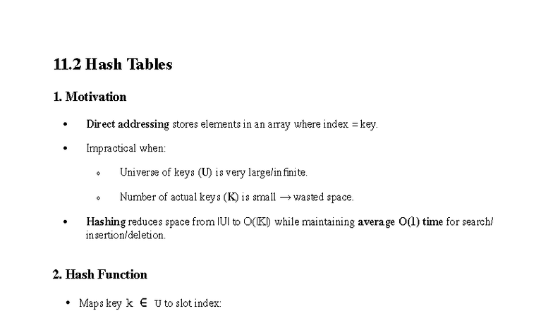 Hash Tables and Collision Resolution Techniques - CS101 Lecture Notes ...