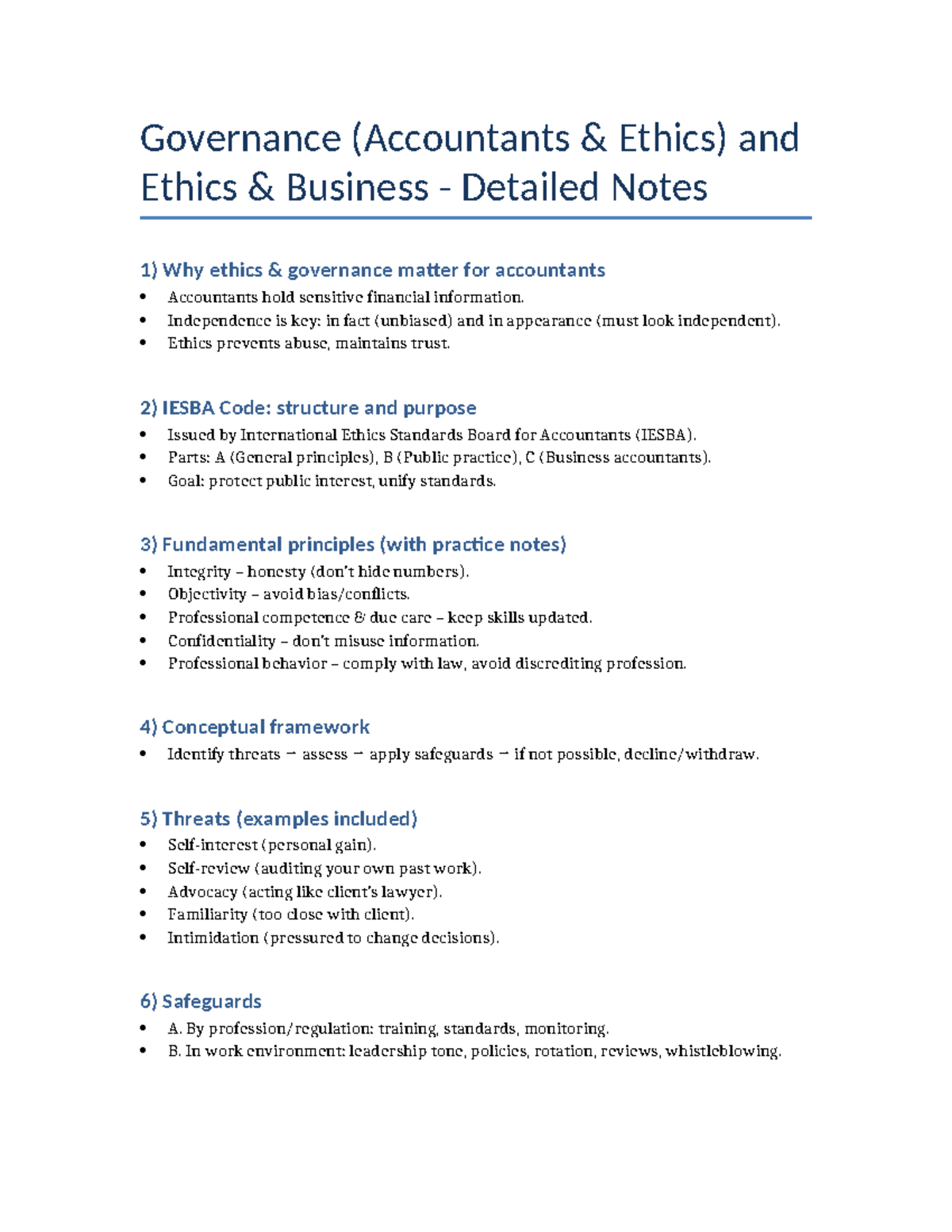 Governance Ethics Notes for Accountants: Key Principles & Framework ...