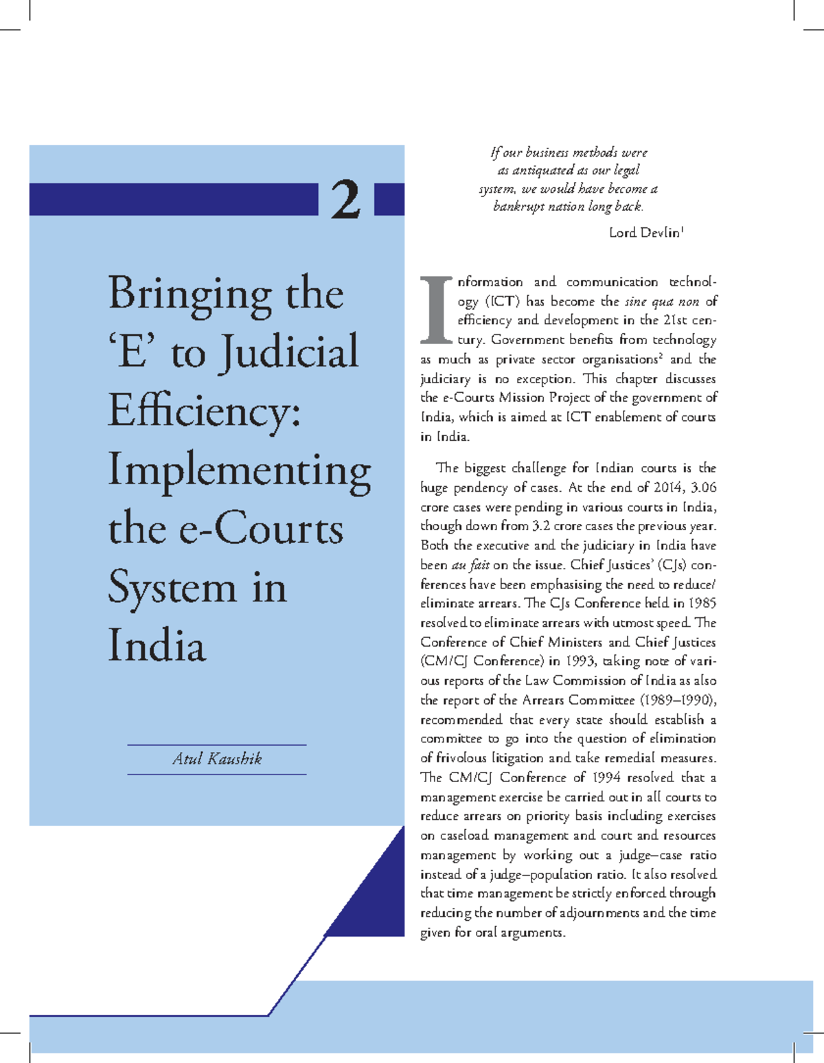 Bringing Judicial Efficiency: ICT Implementation in Indian Courts (SSR ...