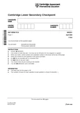 Cambridge Lower Secondary Checkpoint Math Paper 1 - October 2024 - Studocu