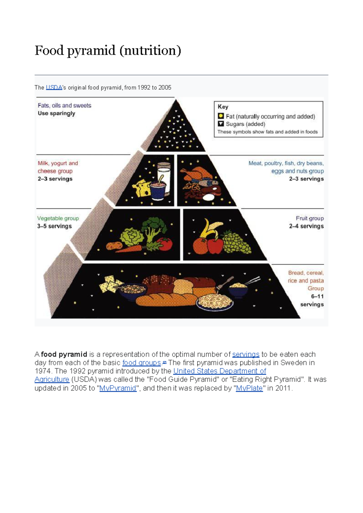 Food Pyramid Overview: Historical and Nutritional Insights - Studocu