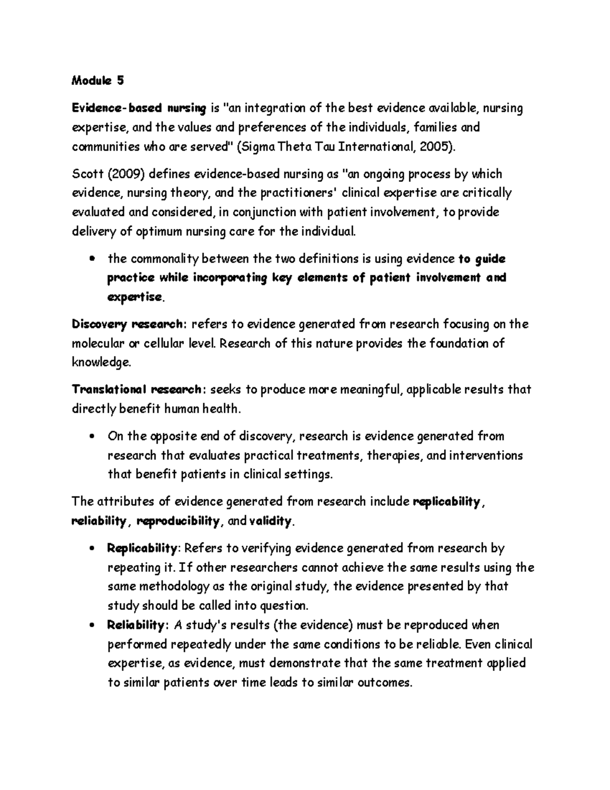 Final exam review critical inquiry 5-8 - Module 5 Evidence-based ...