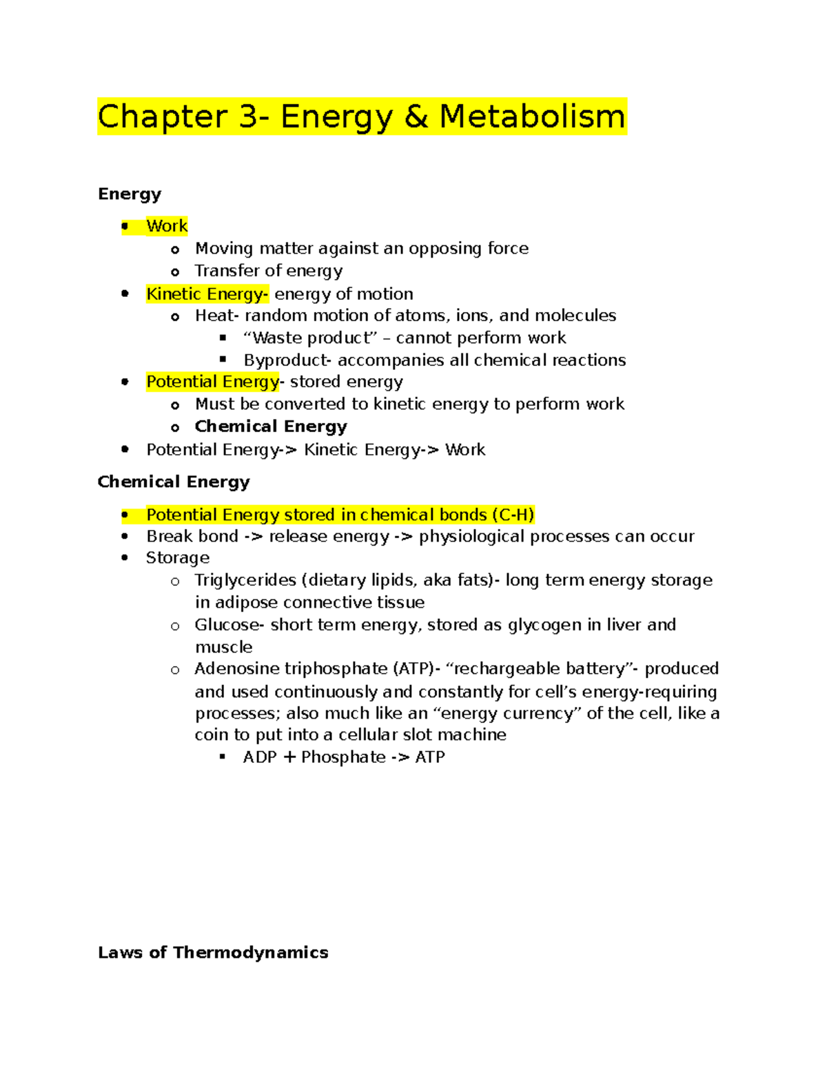 A^0P1 Chp 3,4,5 - Energy Metabolism and Cellular Processes - Studocu