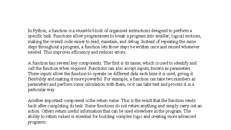 Functions in Python: Key Concepts and Benefits - Studocu