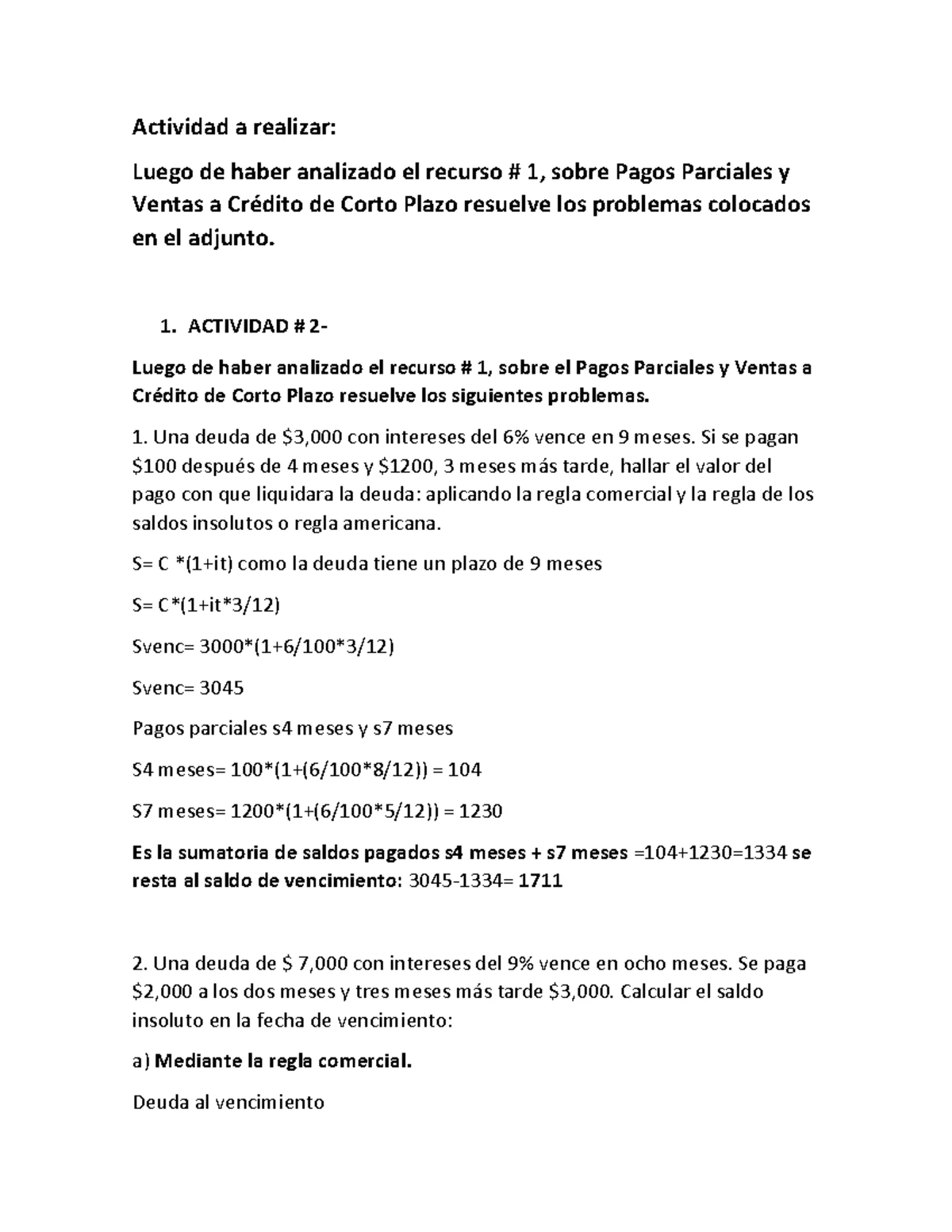 Unidad 4 Actividad 2: Resolución de Problemas de Descuentos y Pagarés - Studocu