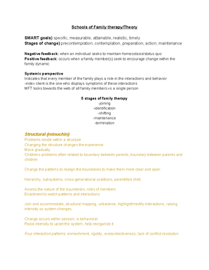 Mft model charts - Major Marriage and Family Therapy Models Developed ...