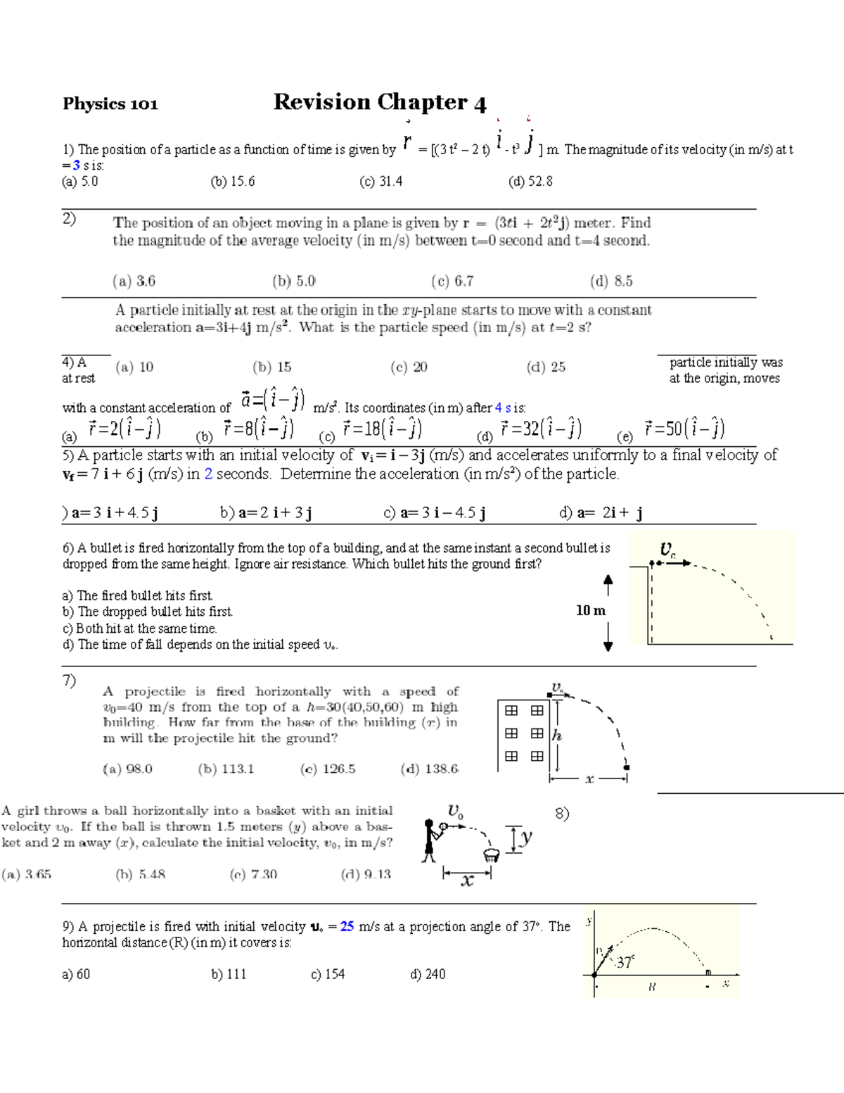 CH#4 - Questions for review for chapter 4 - Physics 101 Revision ...