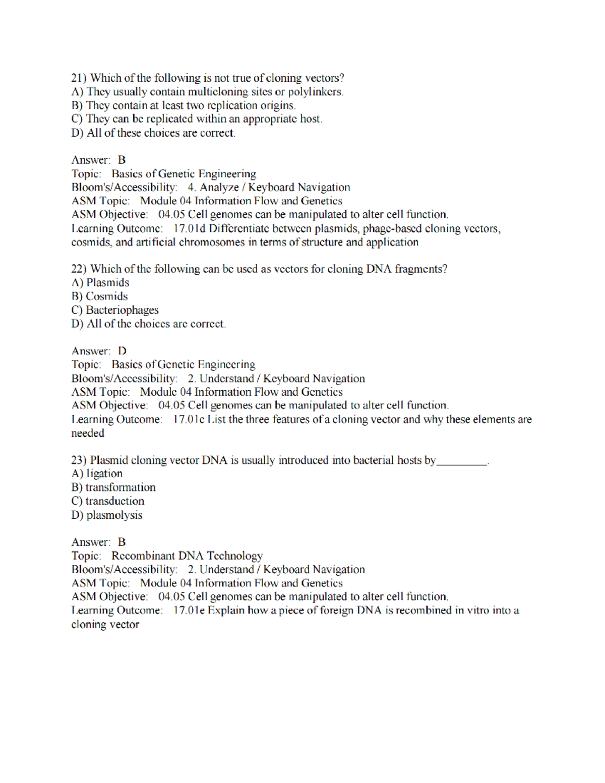 Genetic Engineering Basics: Cloning Vectors & Techniques (ASM 04) - Studocu