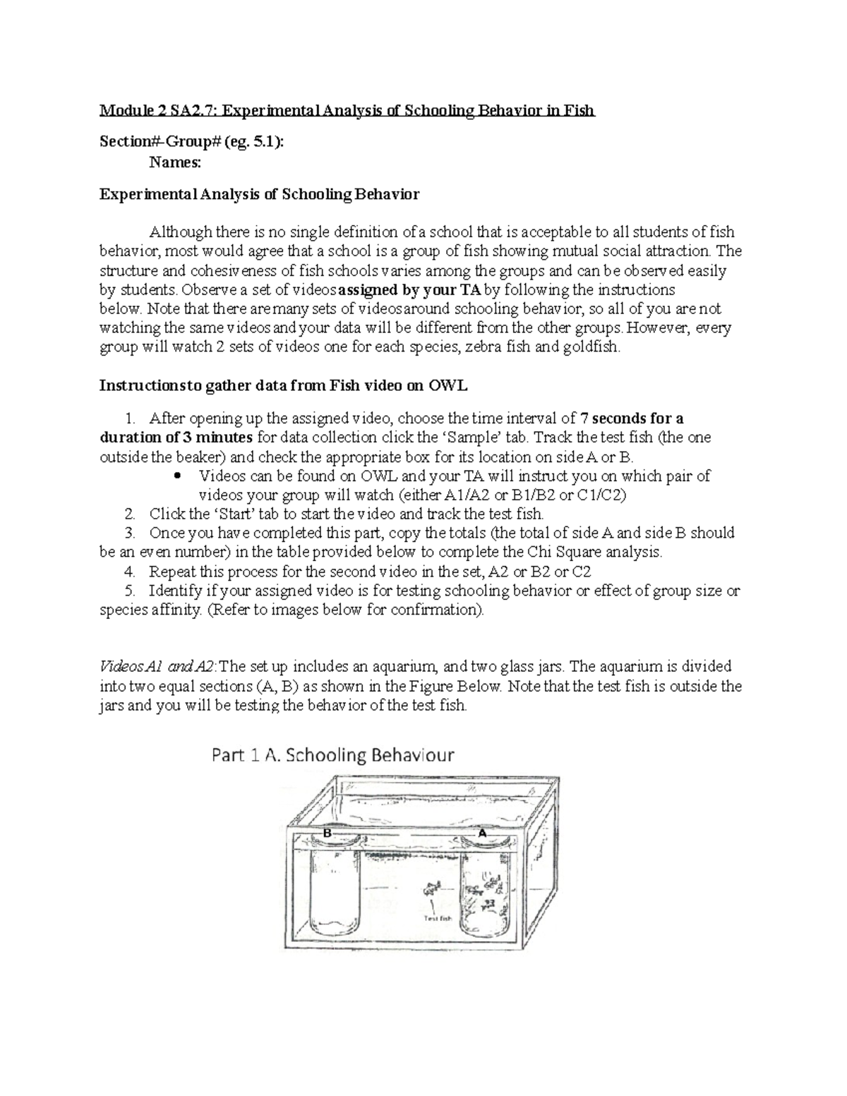 Module 2 SA2.7 Experimental Analysis of Schooling Behavior in Fish-1 ...