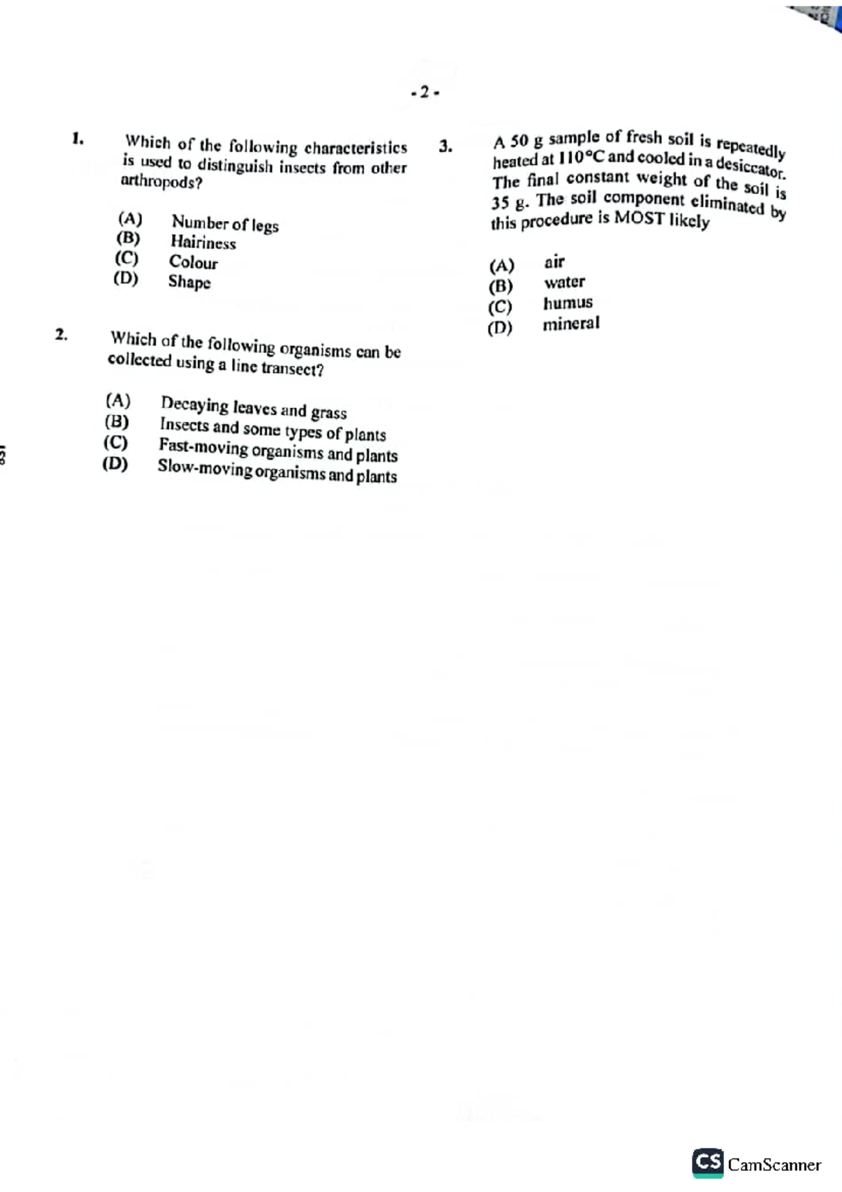 CSEC Biology Jan 2025 P1-1 Exam Review and Practice Questions - Studocu
