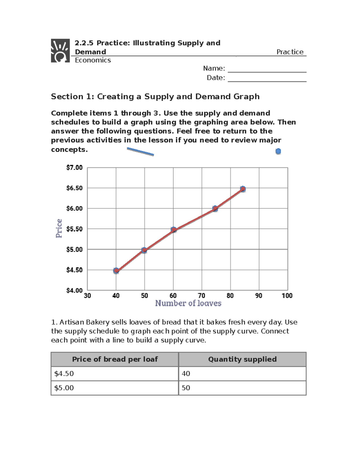 2.2.5 Practice - Graphing Supply and Demand Concepts in Economics - Studocu