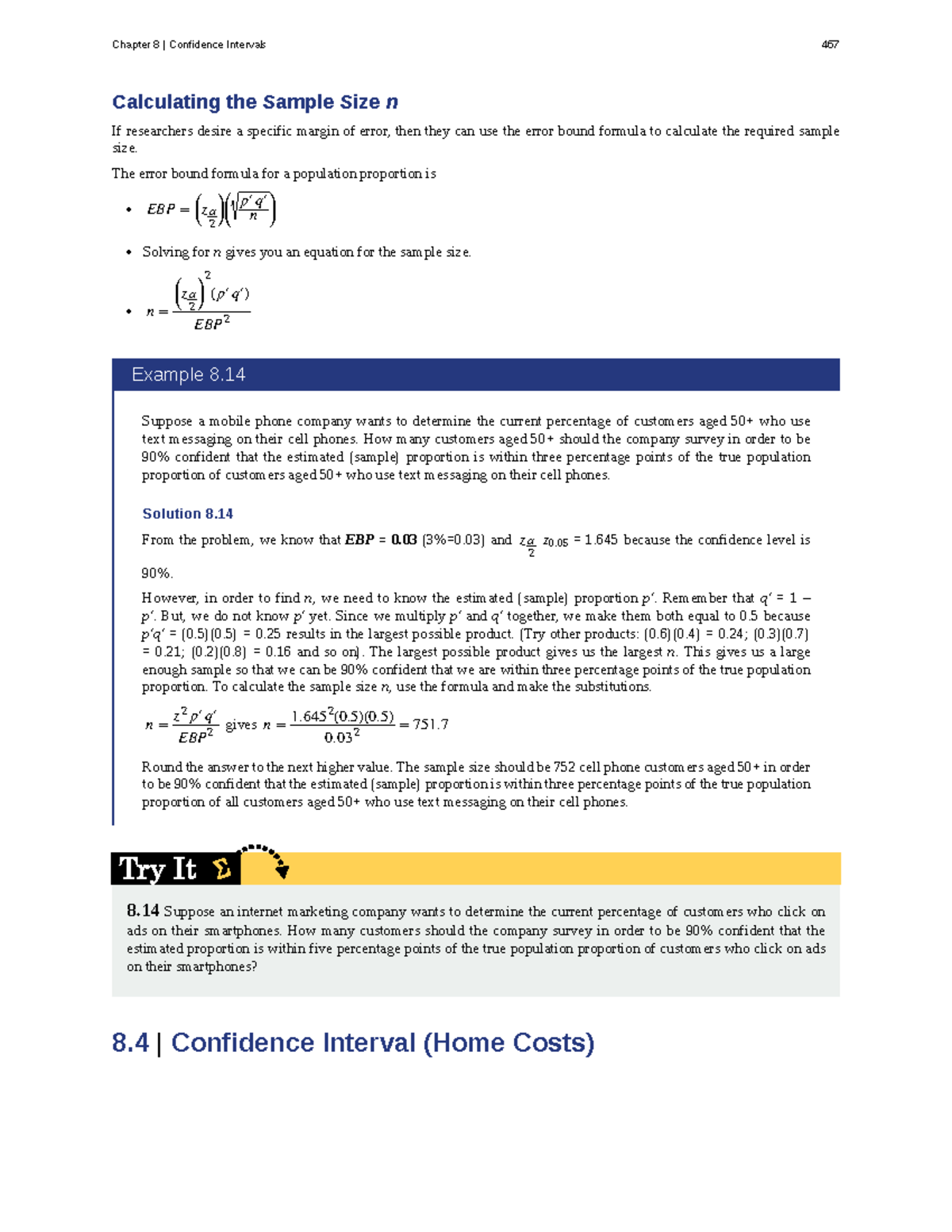 Chapter 8: Confidence Intervals & Sample Size Calculation (Intro Stats 238) - Studocu