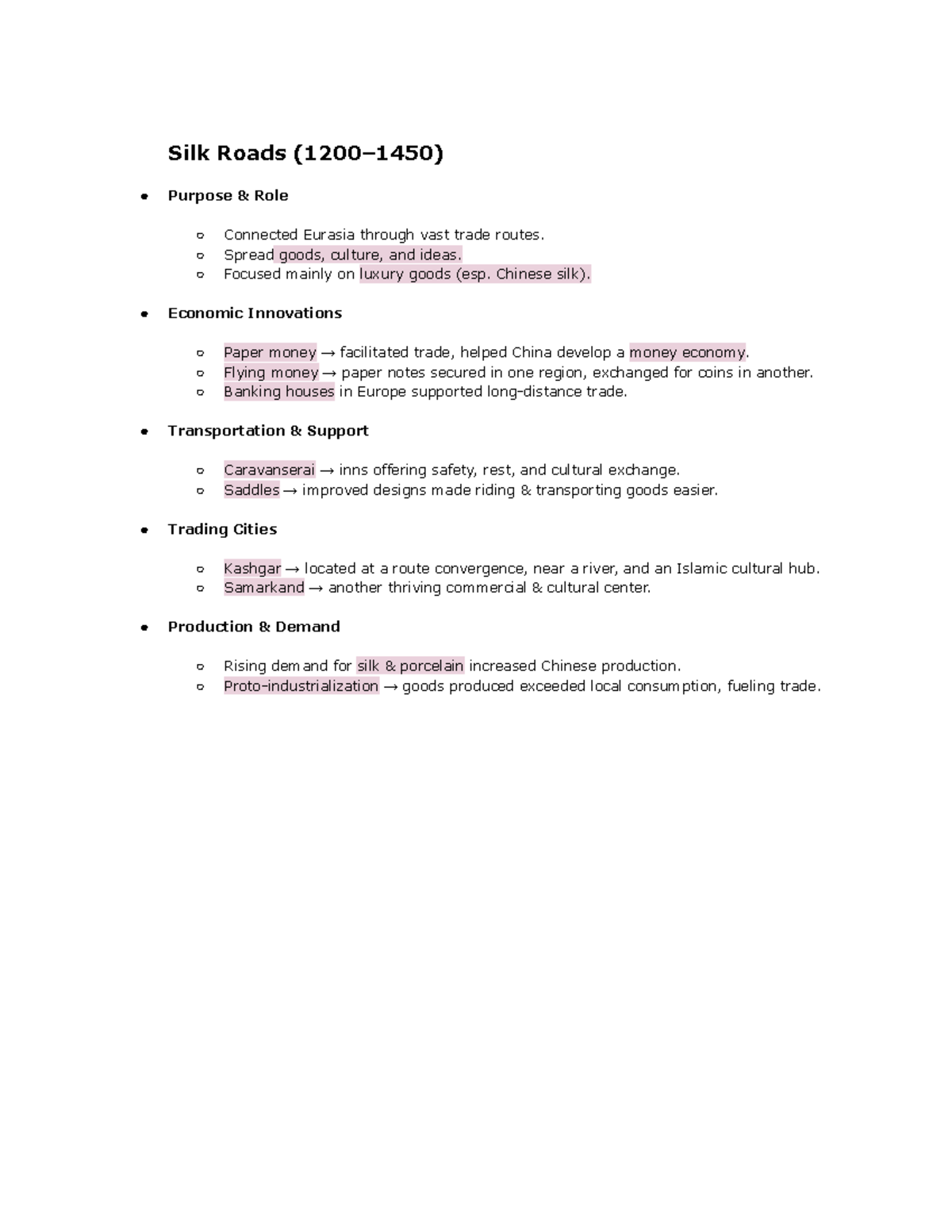 Silk Roads Unit 2 Review: Economic Innovations & Trade (1200-1450 ...