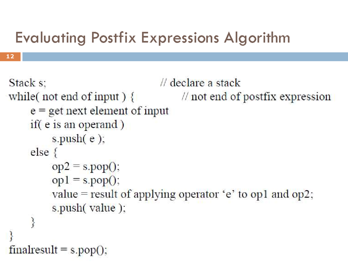 Lab Plan 5: Applications of Postfix & Balance Sequence Algorithms - Studocu