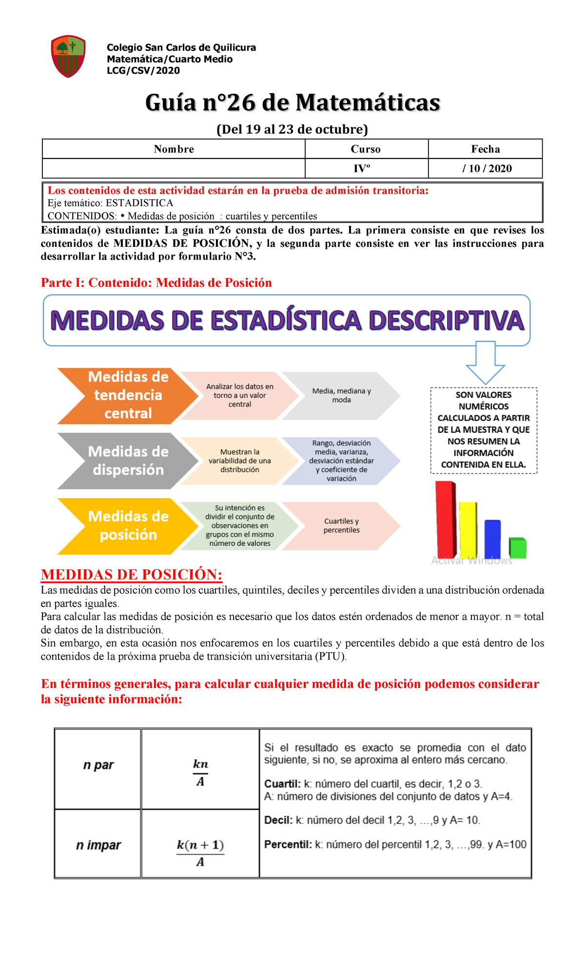 GUIA Buena Percentiles Y Deciles Imprimir - Colegio San Carlos de ...