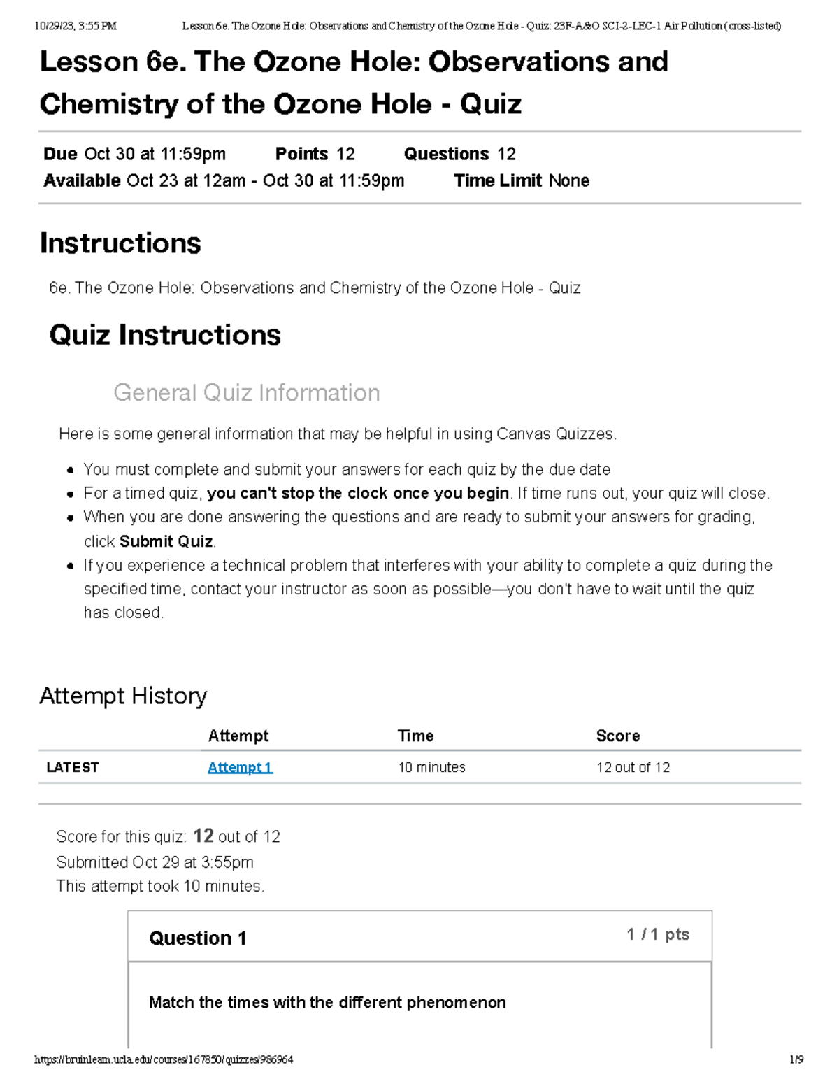 Lesson 6e: Ozone Hole Observations - Quiz 23F-A&O SCI-2-LEC-1 - Studocu
