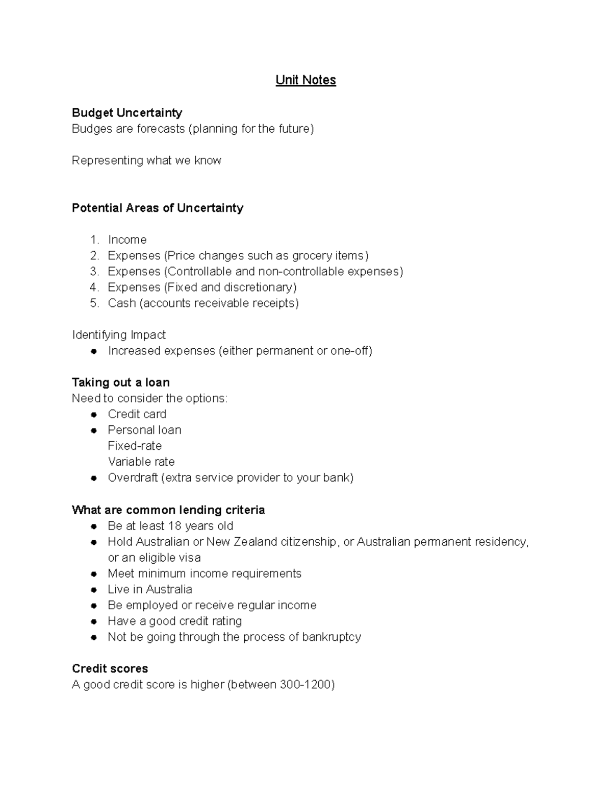BSB107 Unit Notes: Financial Performance Insights and Budgeting ...