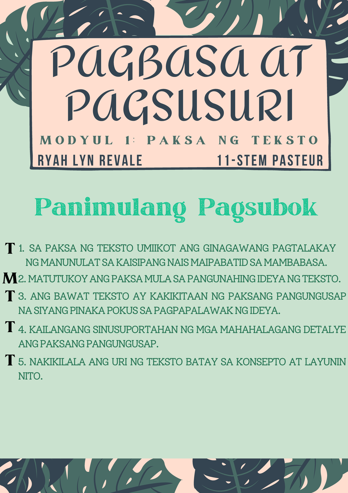 Module 1 Pagbasa at Pagsusuri Output - PAGBASA AT PAGSUSURI M O D Y U L ...