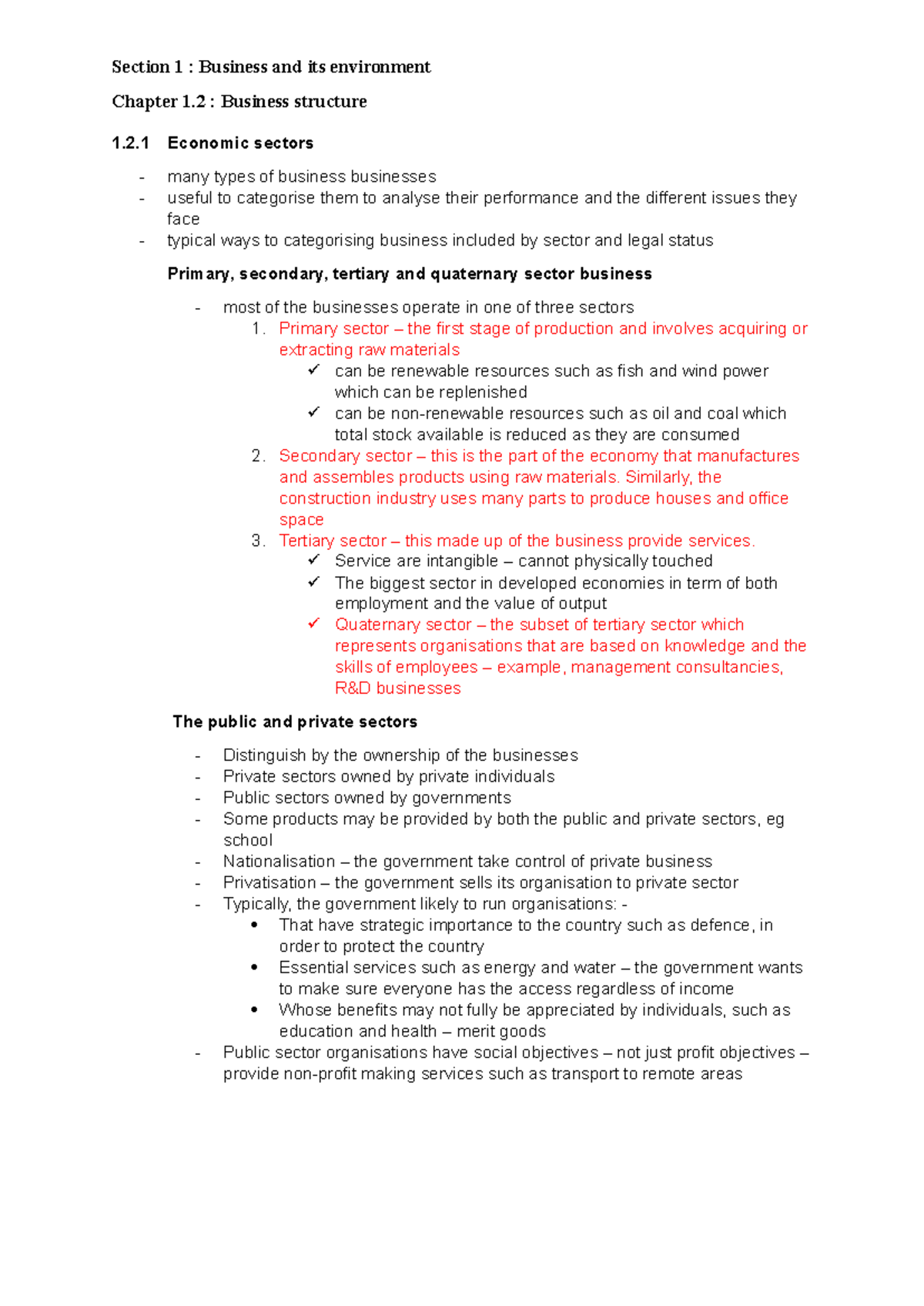Business Studies: Chapter 1.2 - Understanding Business Structure and ...