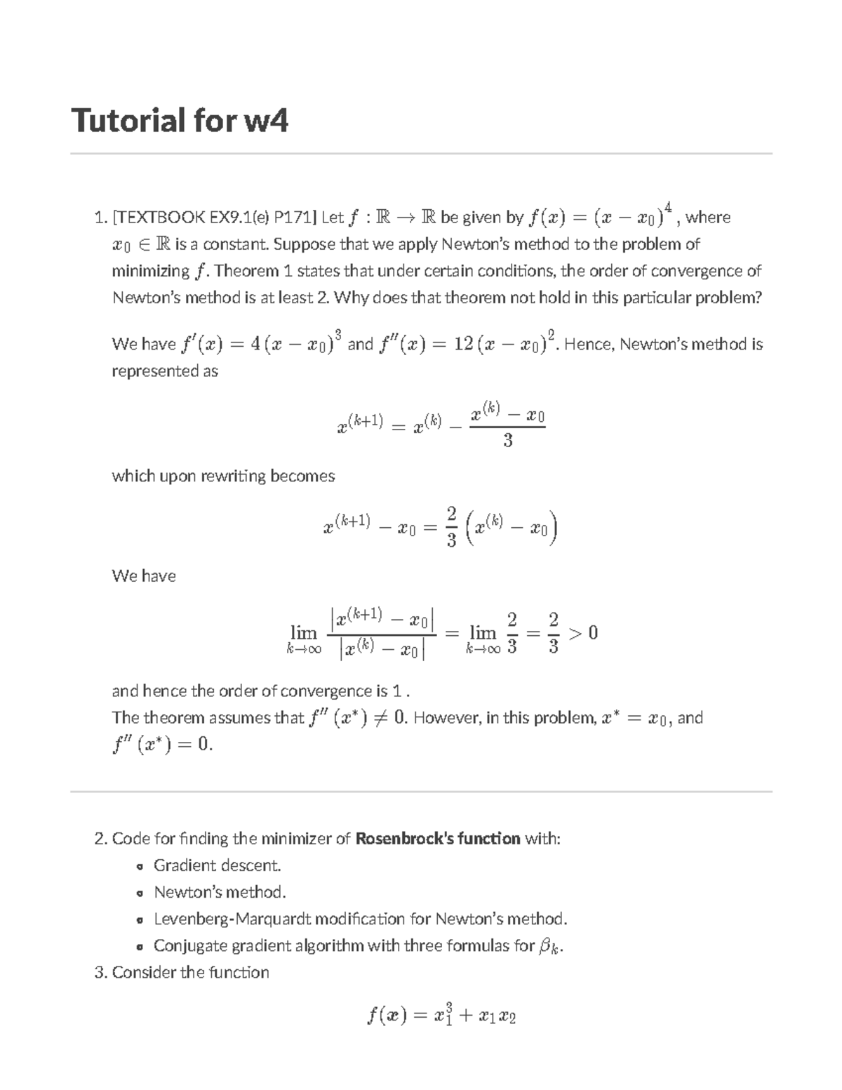 W4 tutorial - tut - Tutorial for w 1. [TEXTBOOK EX9(e) P171] Let be ...