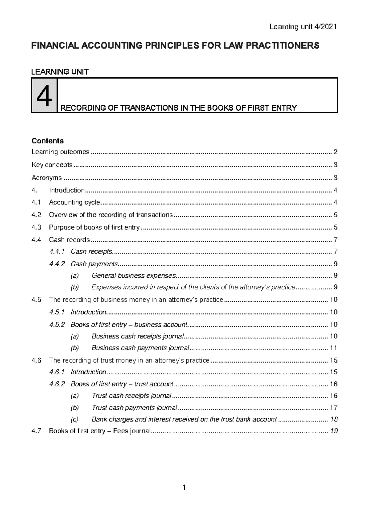 FAC1503 2021 Module overview - FINANCIAL ACCOUNTING PRINCIPLES FOR LAW ...