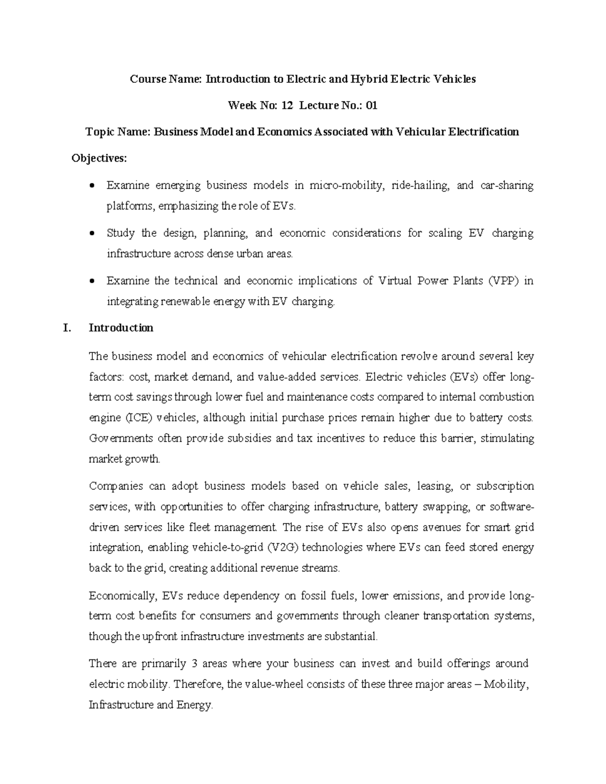 W12 L1 Business Model and Economics Associated with Vehicular ...