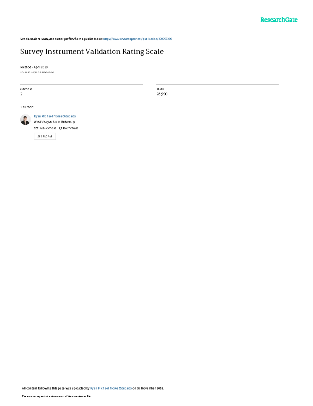 Survey Instrument Validation Scale: Analysis and Methodology Insights ...