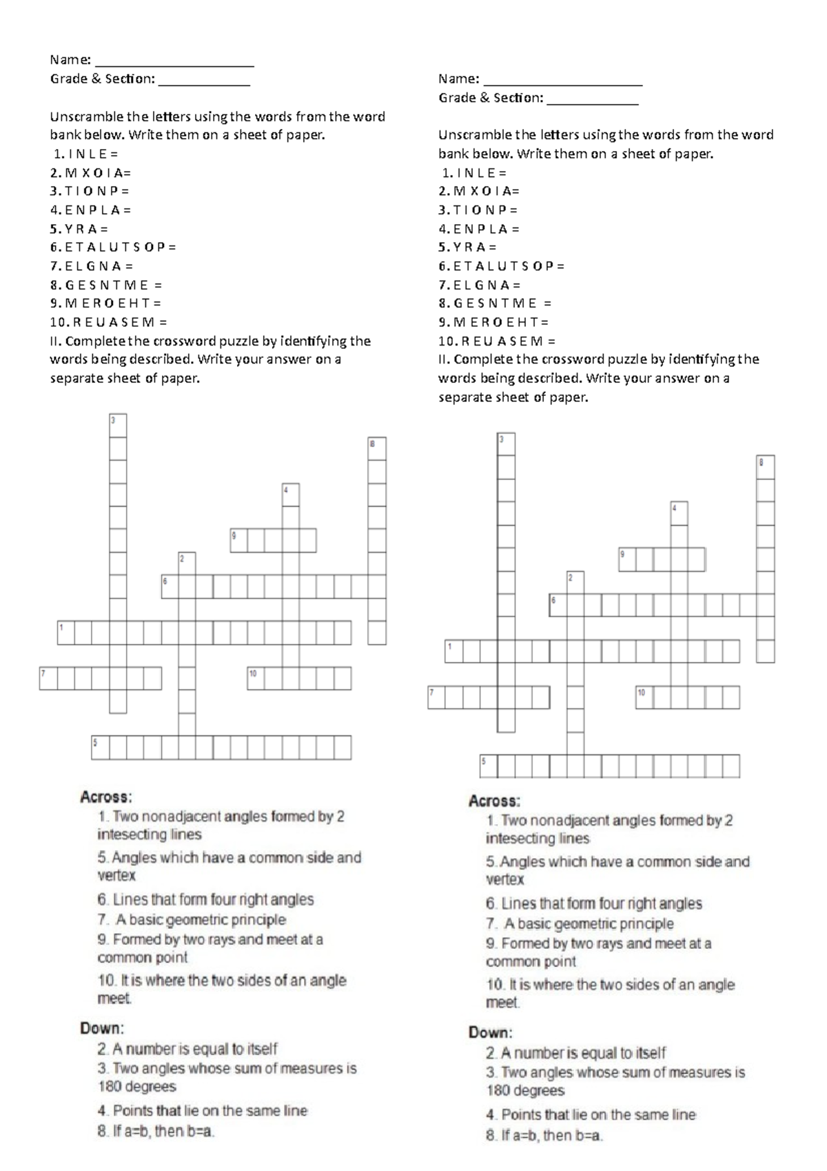 Advance QUIZ MATH - thank you so mucH - Name ...