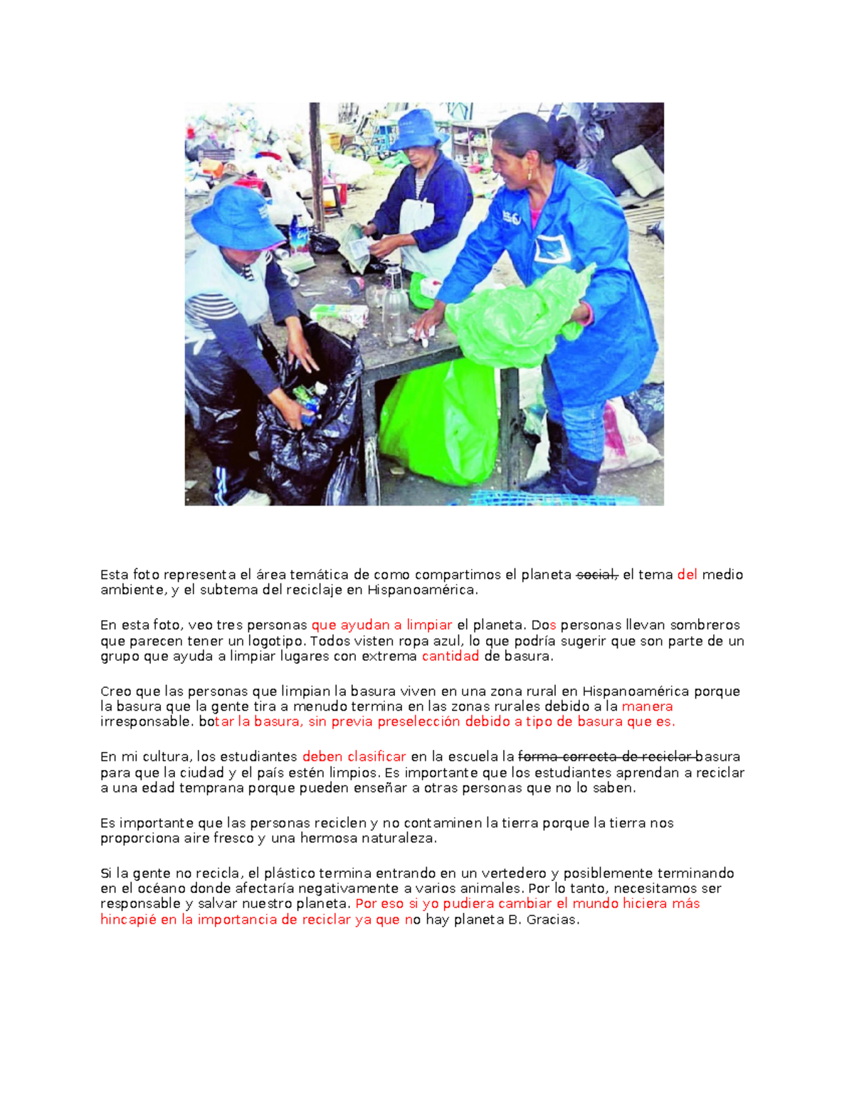 Reciclar y Cuidar el Planeta - Oral en Español - Studocu
