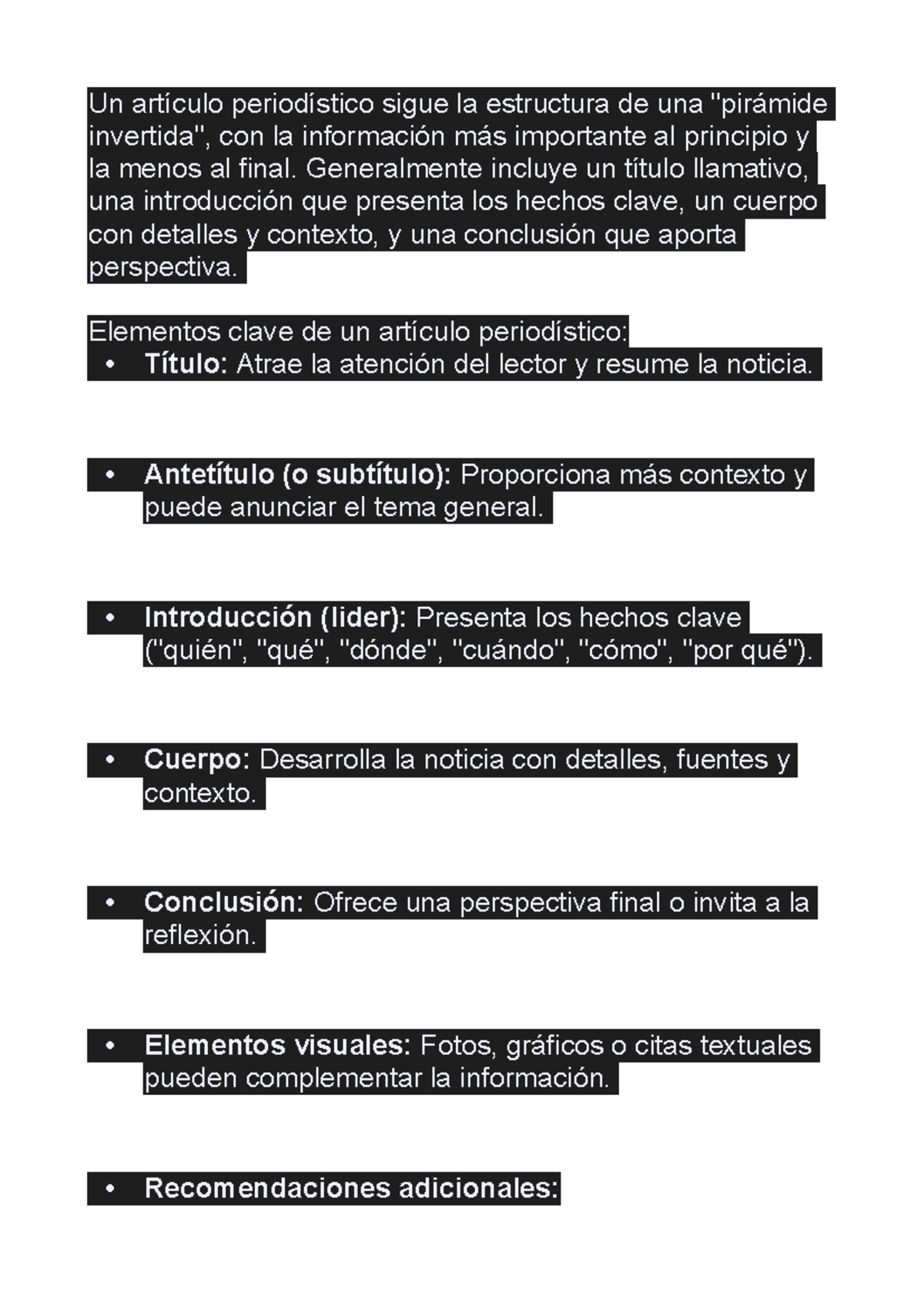 Estructura de un Artículo Periodístico: Claves y Ejemplos - Studocu