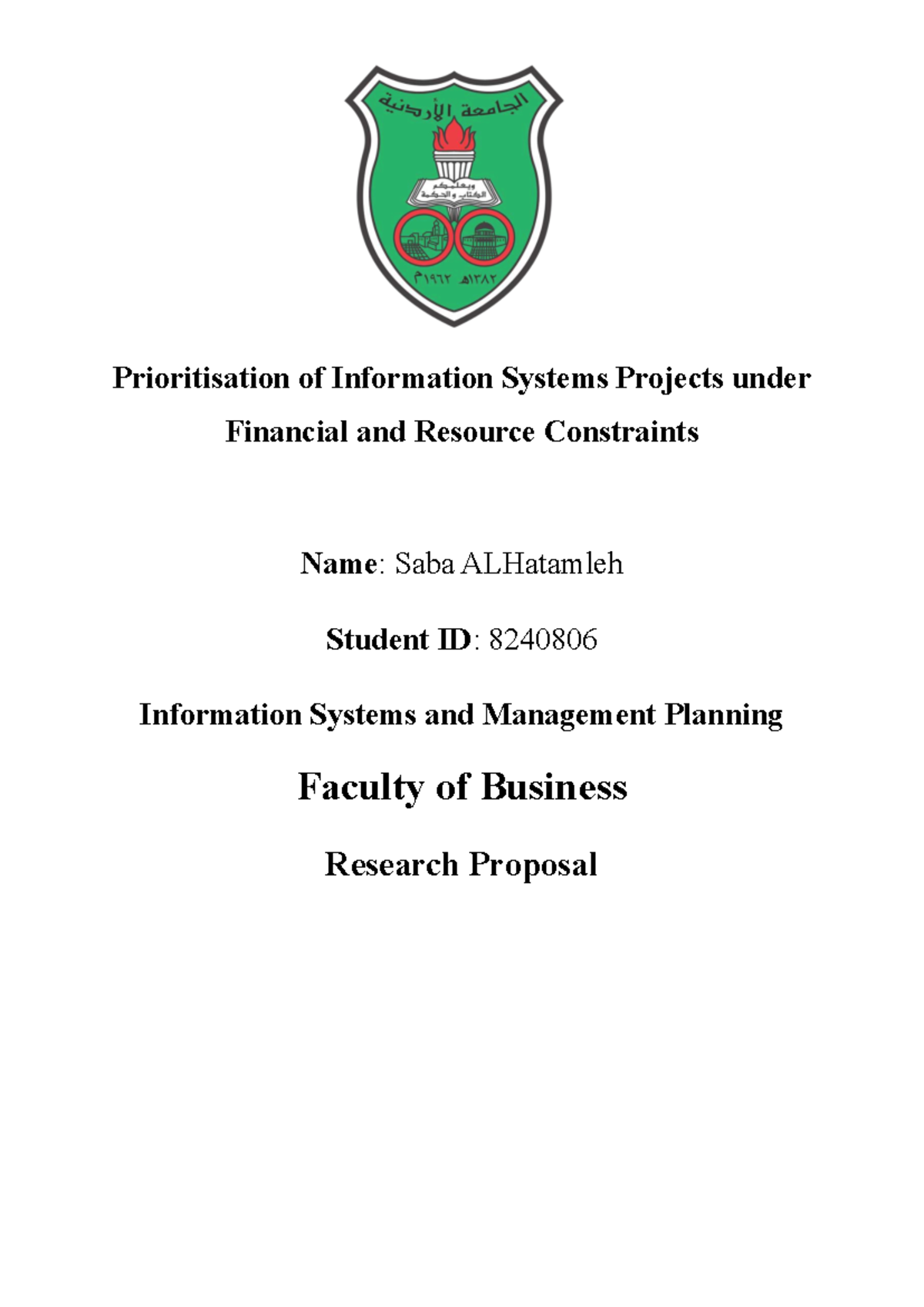 IS Project Prioritisation in Jordanian Banks: A Resource-Constrained ...