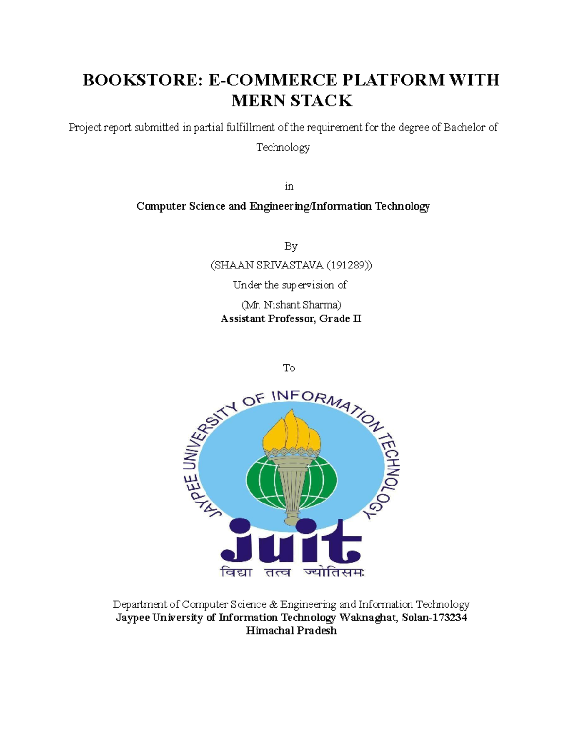 Bookstore E-commerce Platform Project Report - MERN Stack (B.Tech) - Studocu