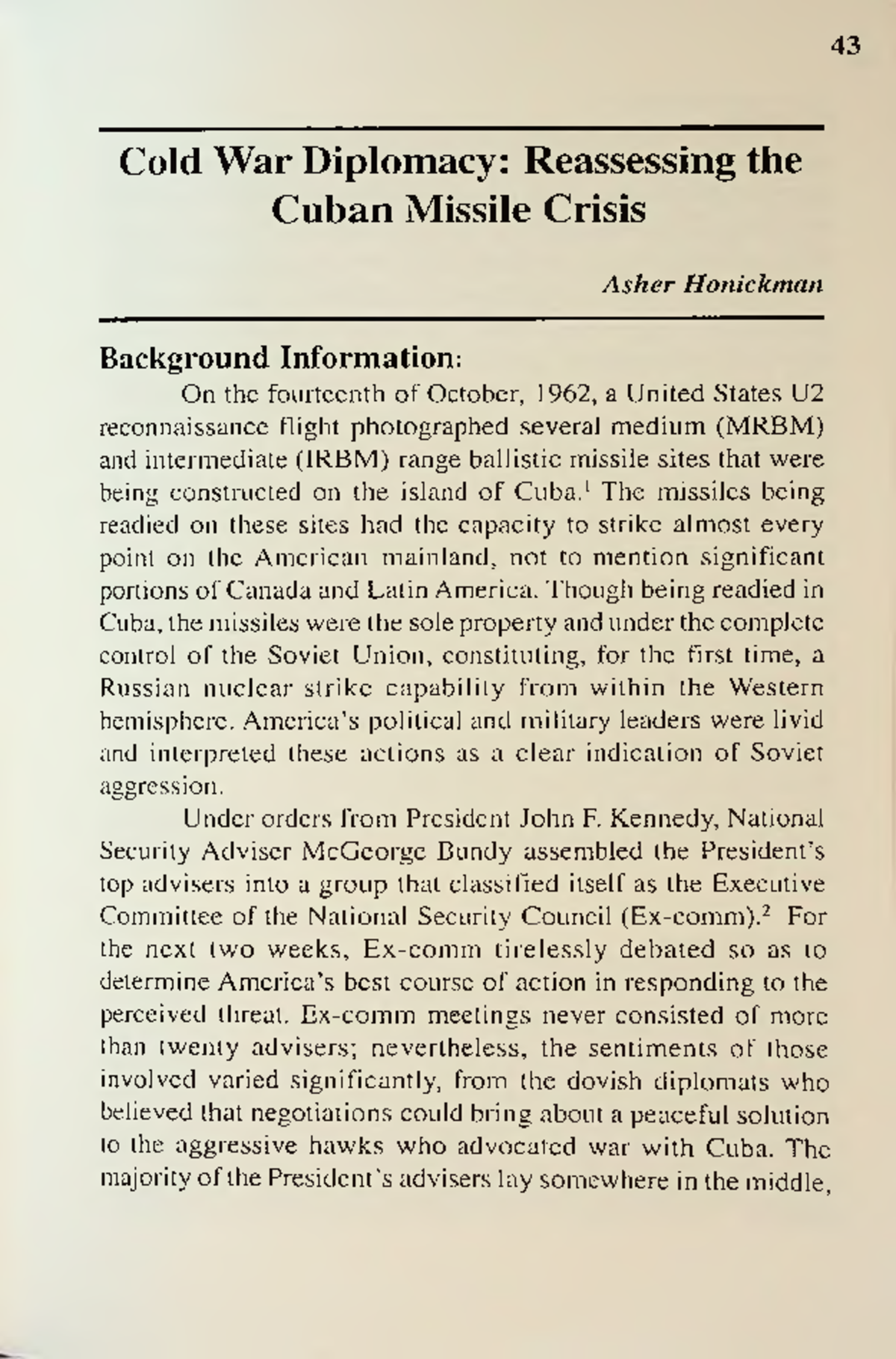 Cold War Diplomacy: Analyzing the Cuban Missile Crisis (HIST 403) - Studocu