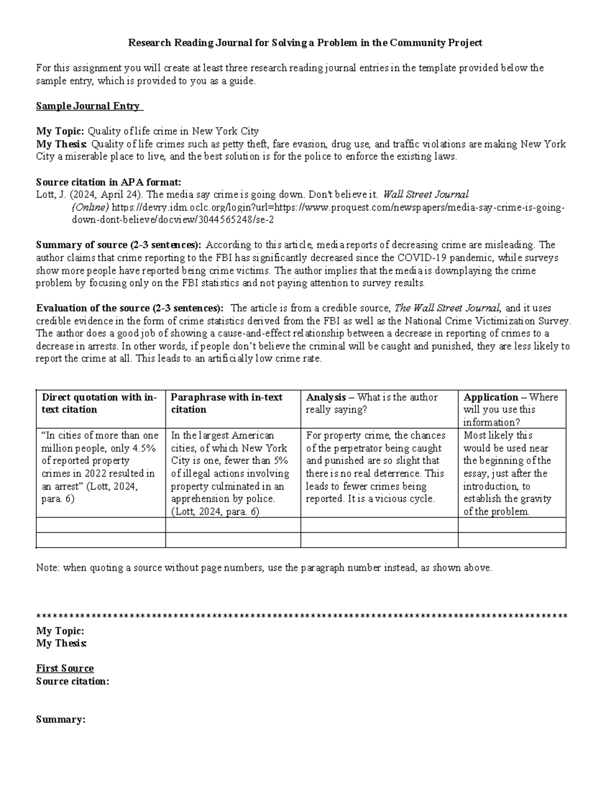 ENGL135 Research Reading Journal: Community Problem Solving Entries ...