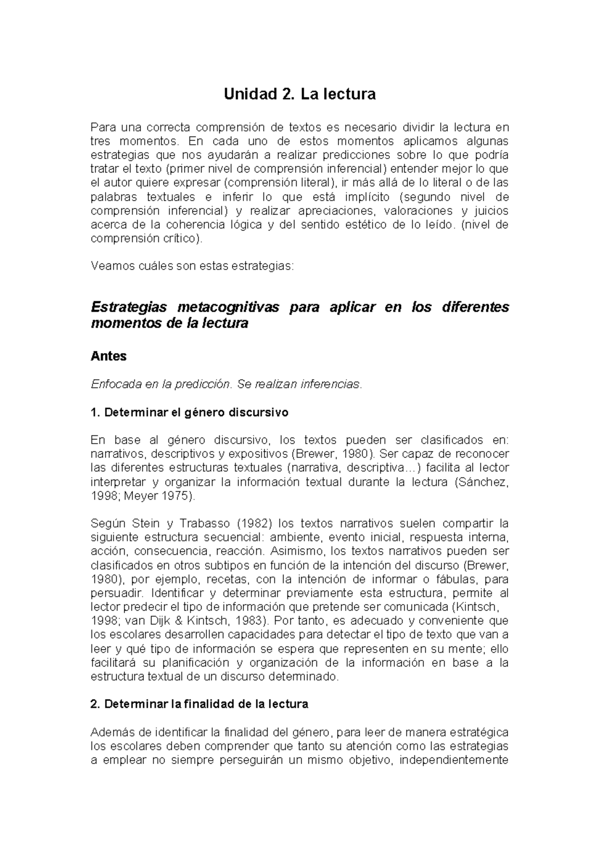 Unidad 2 - Estrategias de Comprensión Lectora - Repaso - Studocu