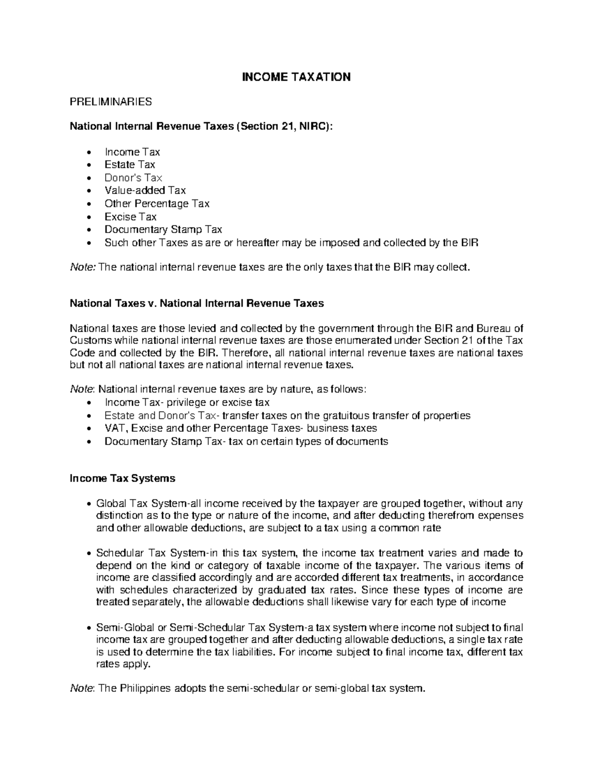 Income Taxation Preliminaries: Understanding National Internal Revenue ...