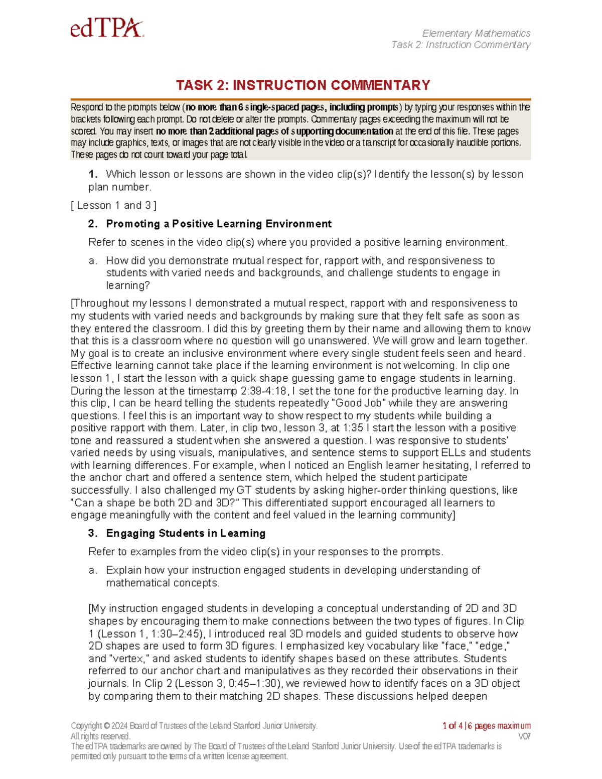 Ed TPA ELM Instruction Commentary 4.5.25 completed - Task 2 ...