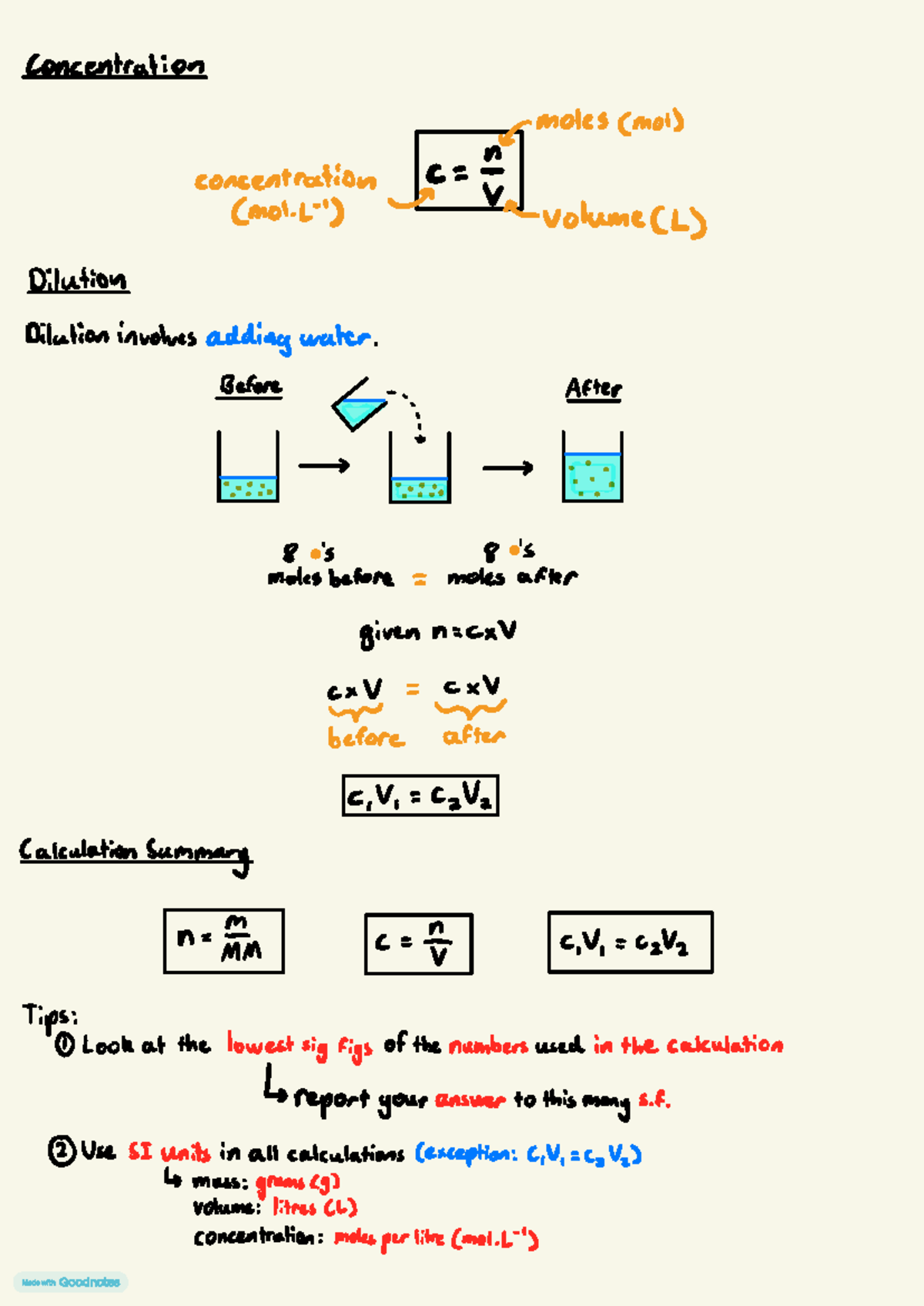 Concentration and Dilution Calculations: Tutorial 06 (Chem 101) - Studocu