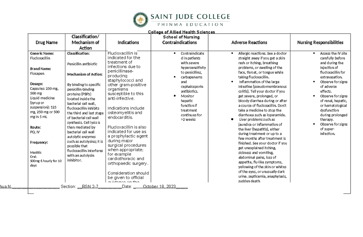 Drug Study Form 1: Obimin Plus Overview & Nursing Considerations - Studocu