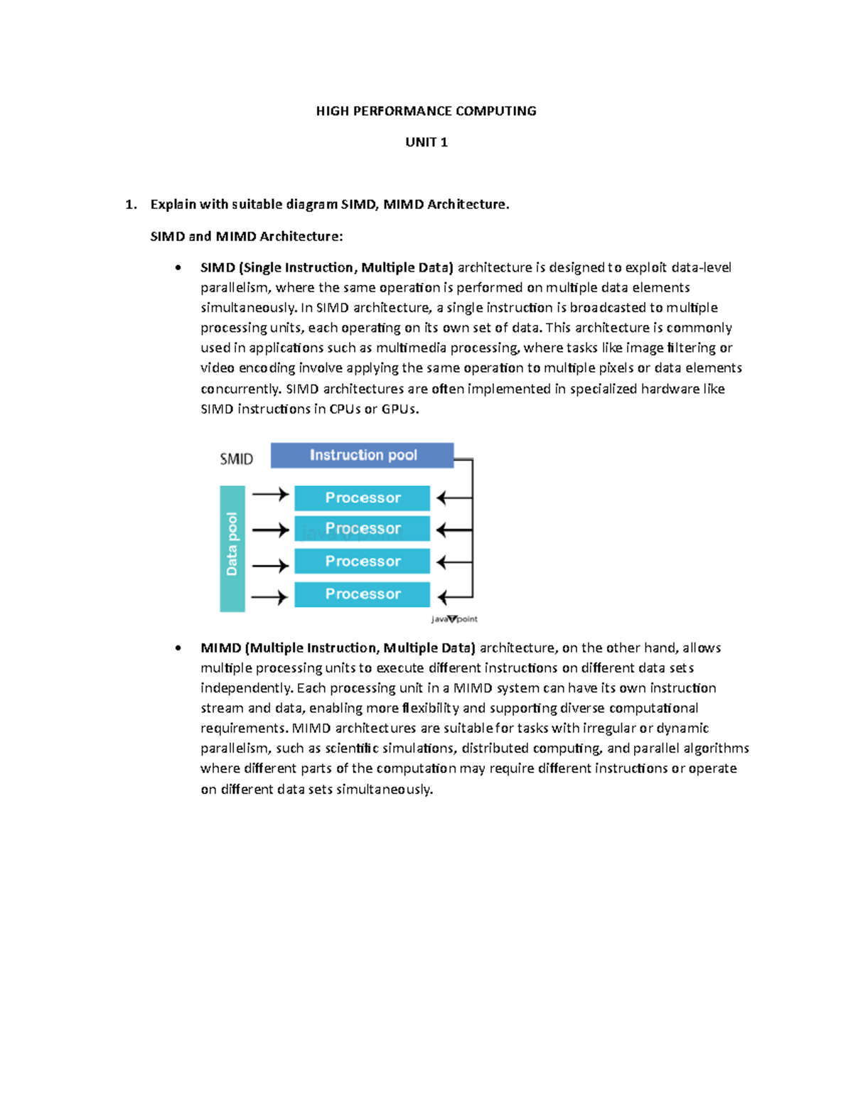 High Performance Computing (HPC) Unit 1-4 Comprehensive Guide - Studocu