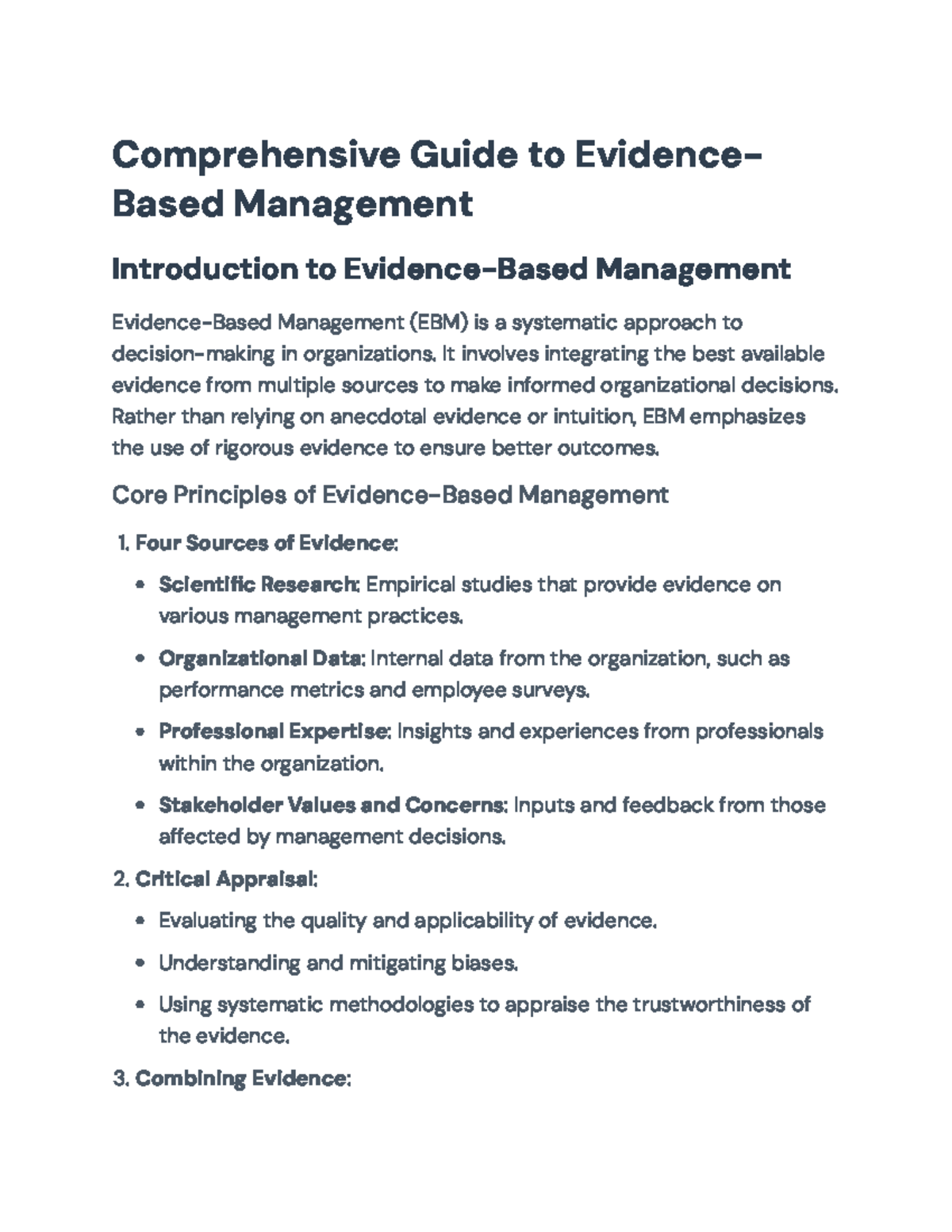 Comprehensive Guide to Evidence-Based Management (EBM) Strategies ...